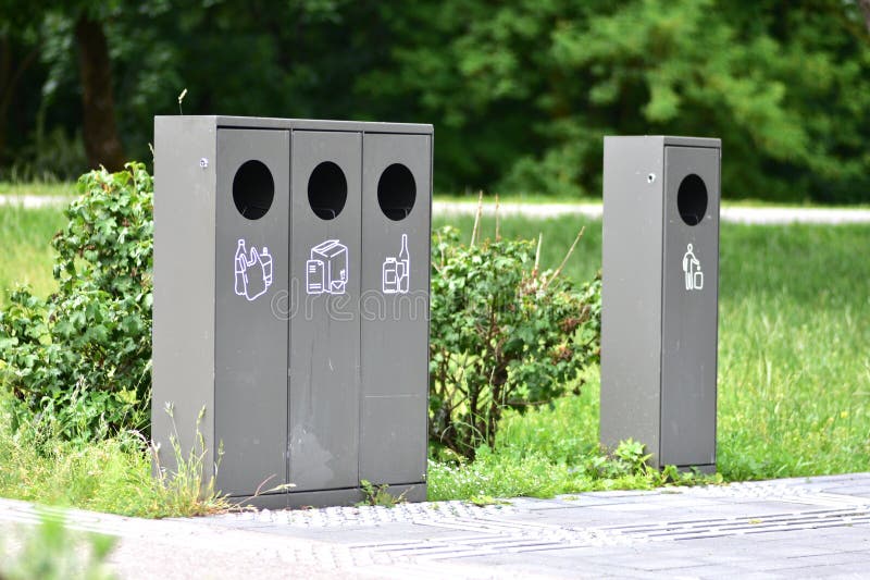 Sorting Trash Bins in a Public Park with Separate Containers for ...