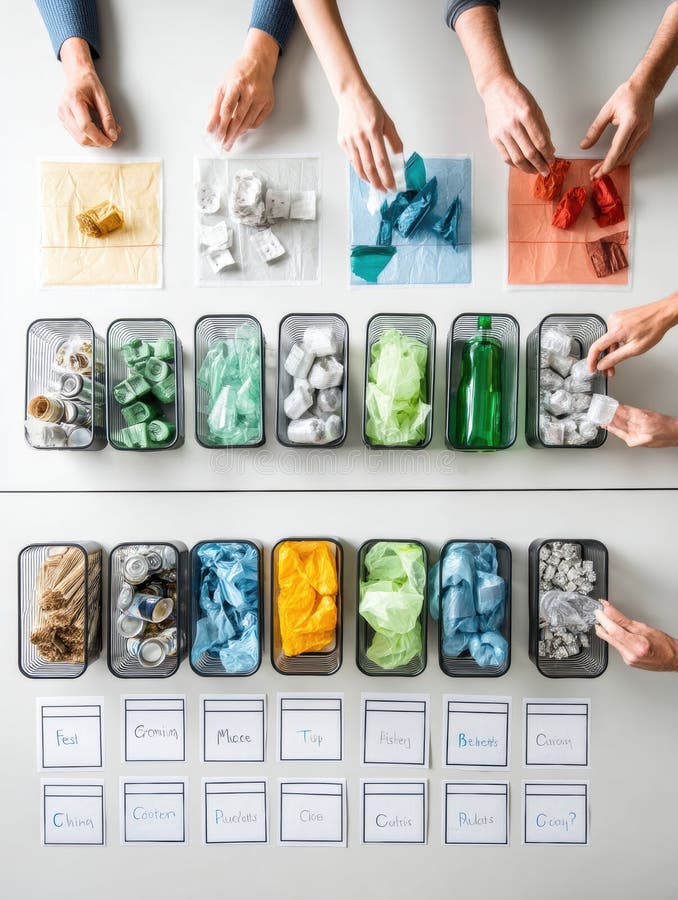 Sorting Trash into Labeled Bins on a Clean Table for Better Waste ...