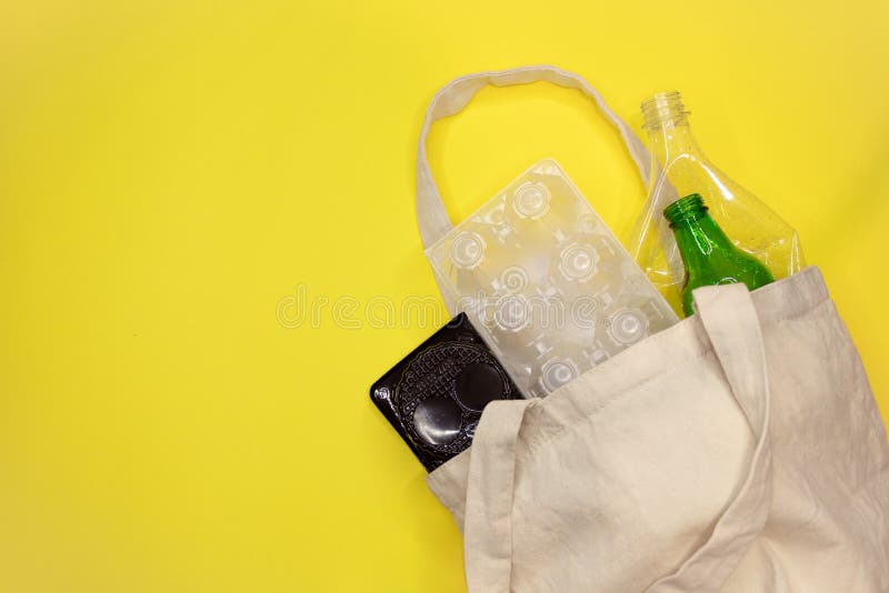 Sorting Waste in Canvas Bag Stock Photo - Image of container ...