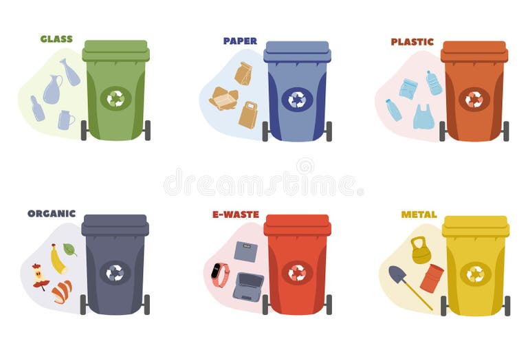 Sorting Waste into Different Recycling Bins in a Clean, Organized ...