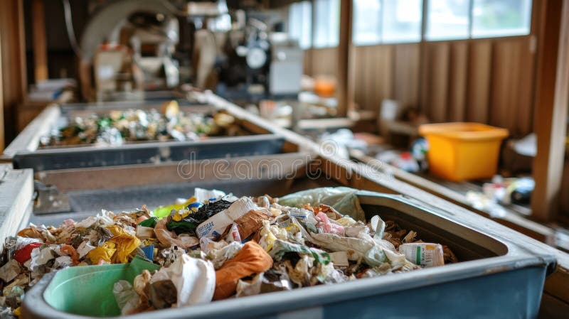 Sorting Waste Materials in Recycling Facility Stock Image - Image of ...
