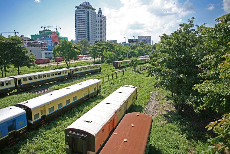 The Sorting Yards of the Burmese Railway in the Suburbs of Yangon ...