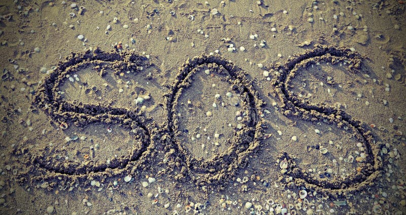 Sos on the beach stock photo. Image of backdrop, text - 123056604