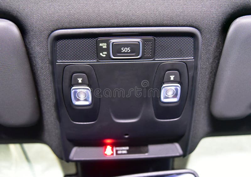 SOS Button on the Ceiling Car Interior Stock Image - Image of poloce ...