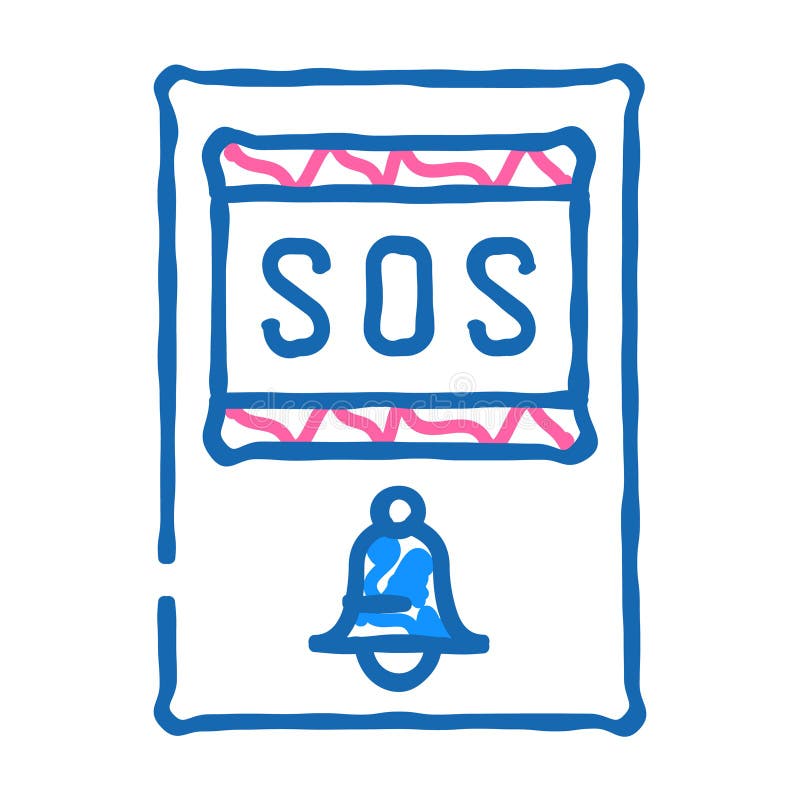 Sos Button Icon Doodle Illustration Stock Illustration - Illustration ...