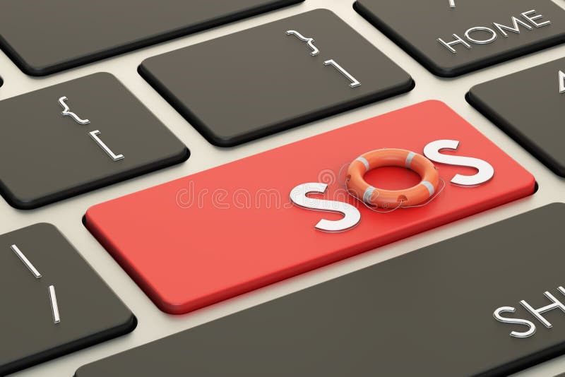 SOS Concept on Keyboard Button Stock Illustration - Illustration of ...
