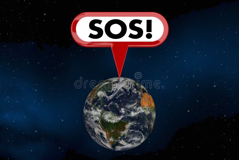 SOS Earth Planet Earth Help Save Environment Word 3d Render ...