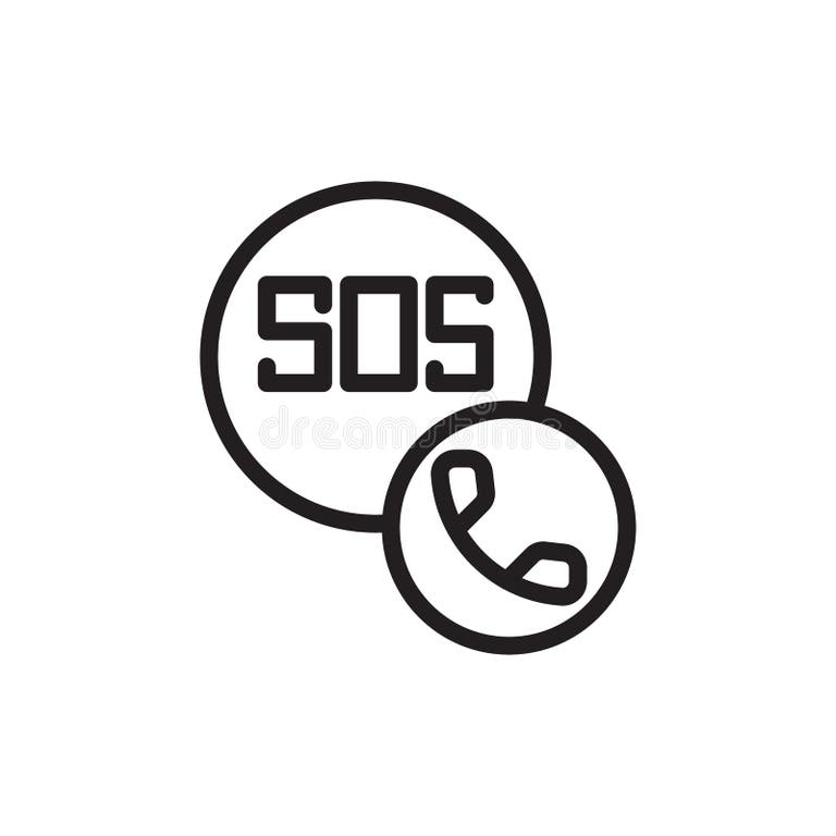 SOS Emergency Icon Outline Vector for Web Ui Stock Vector ...