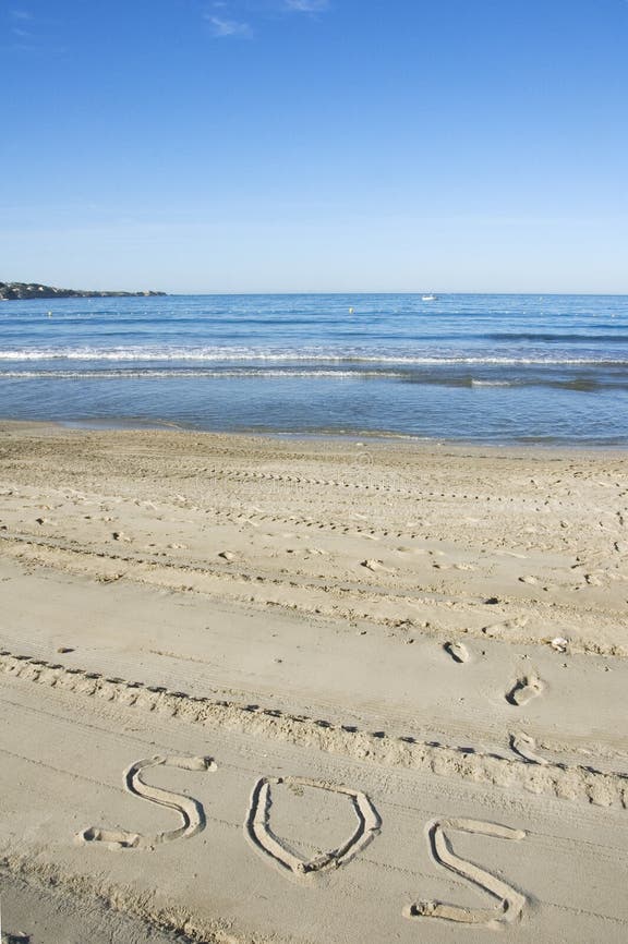 SOS for help on the beach stock photo. Image of beach - 20828870