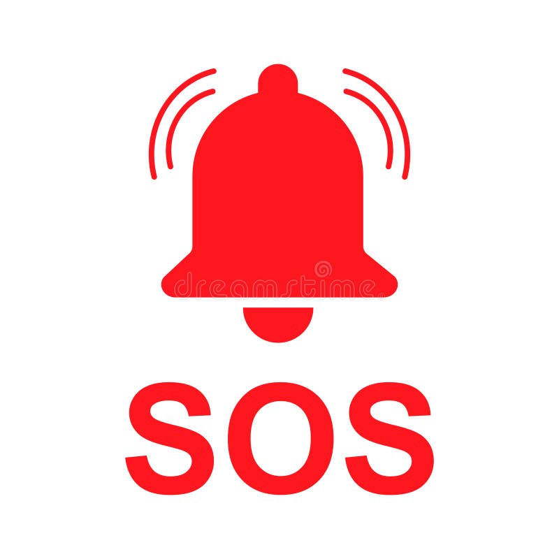 SOS Help Icon, Safety Support Alert Flat Design, Save Vector ...