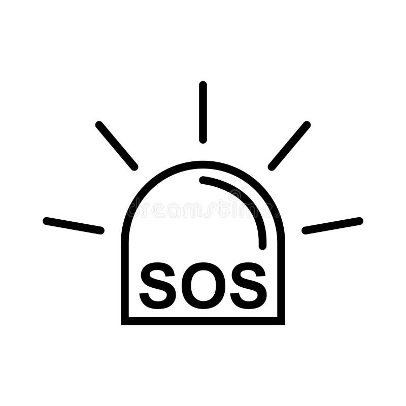 SOS Help Icon, Safety Support Alert Flat Design, Save Vector ...