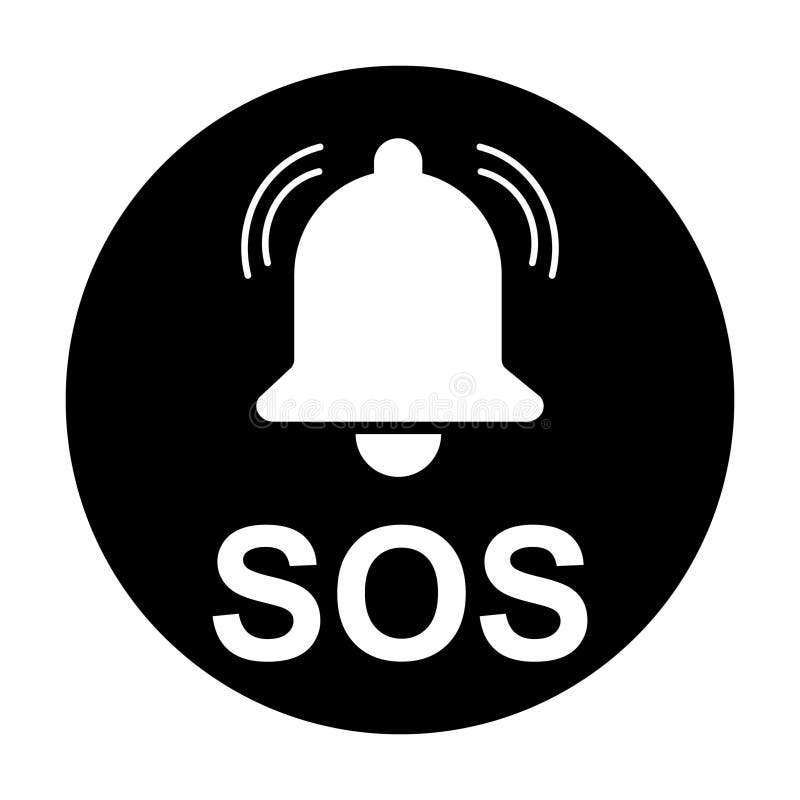 SOS Help Icon, Safety Support Alert Flat Design, Save Vector ...