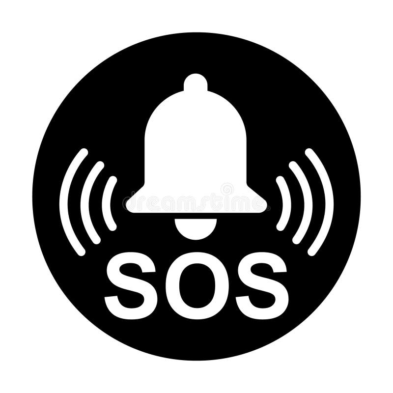SOS Help Icon, Safety Support Alert Flat Design, Save Vector ...