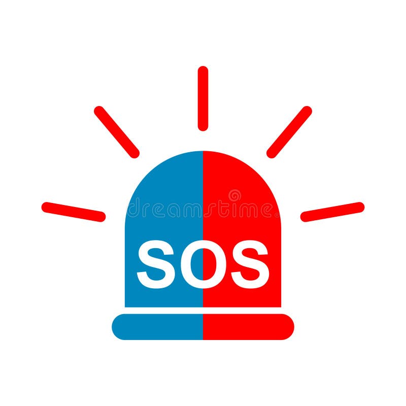 SOS Help Icon, Safety Support Alert Flat Design, Save Vector ...
