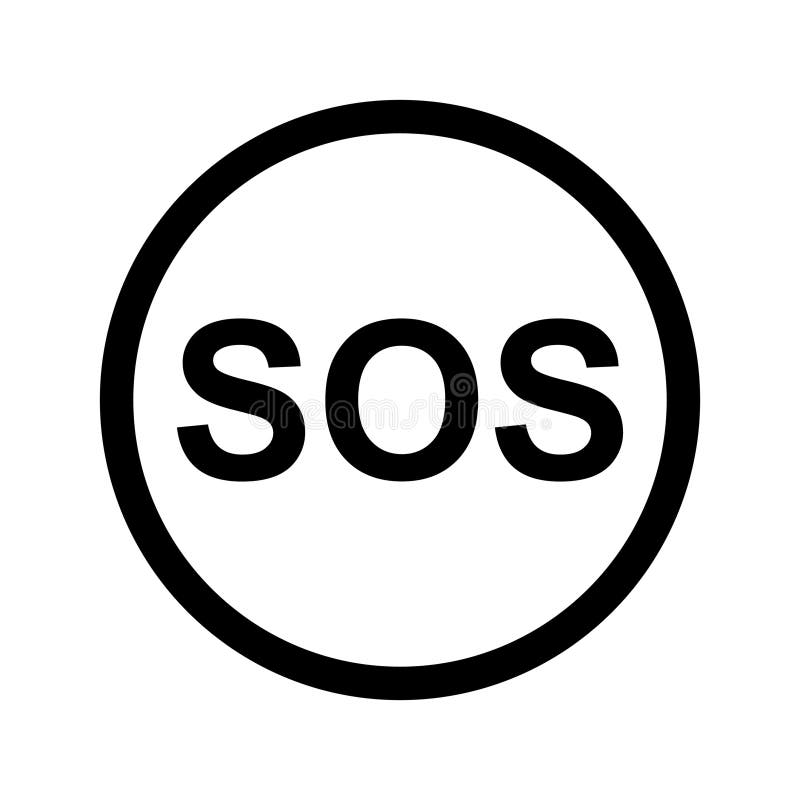 SOS Help Icon, Safety Support Alert Flat Design, Save Vector ...