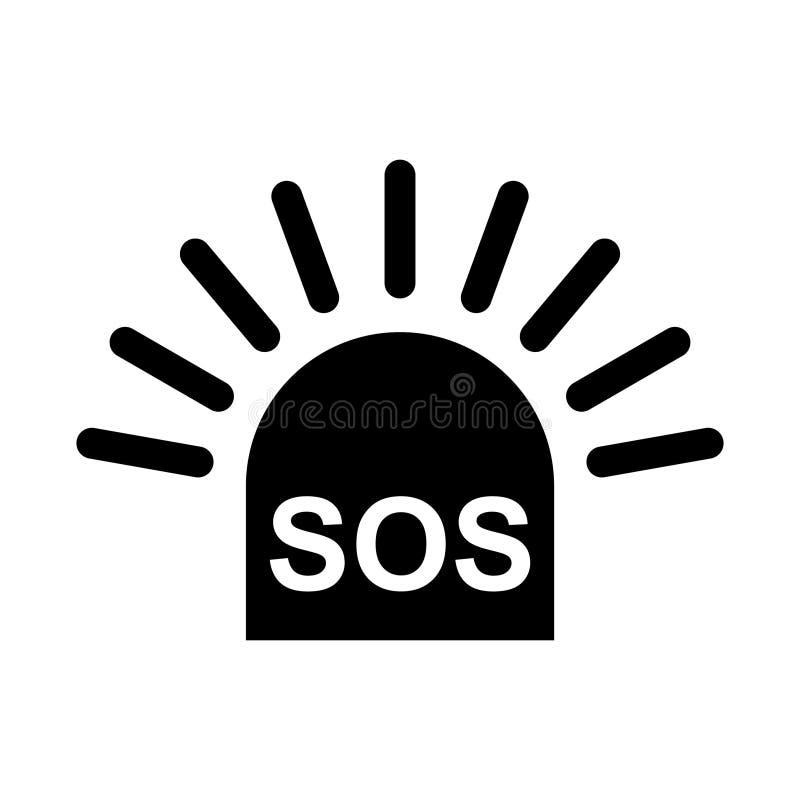 SOS Help Icon, Safety Support Alert Flat Design, Save Vector ...