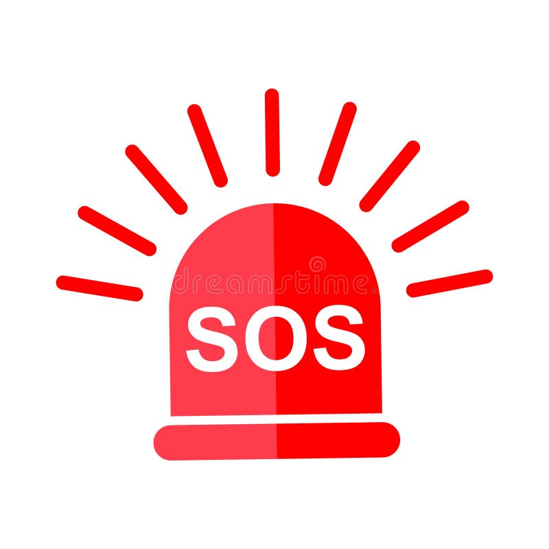 SOS Help Icon, Safety Support Alert Flat Design, Save Vector ...