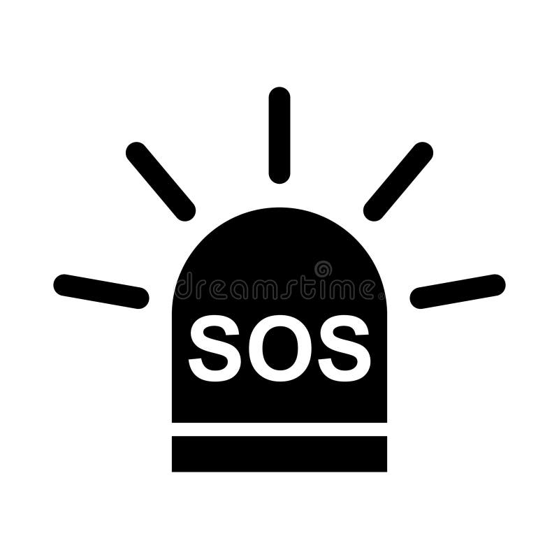 SOS Help Icon, Safety Support Alert Flat Design, Save Vector ...