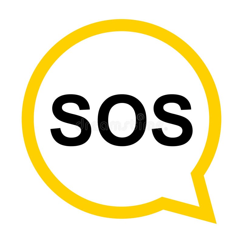 SOS Help Icon, Safety Support Alert Flat Design, Save Vector ...