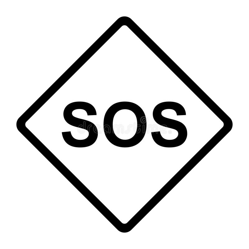 SOS Help Icon, Safety Support Alert Flat Design, Save Vector ...