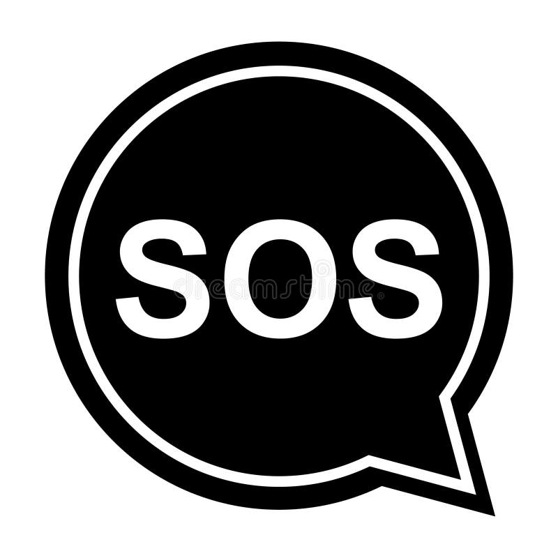 SOS Help Icon, Safety Support Alert Flat Design, Save Vector ...