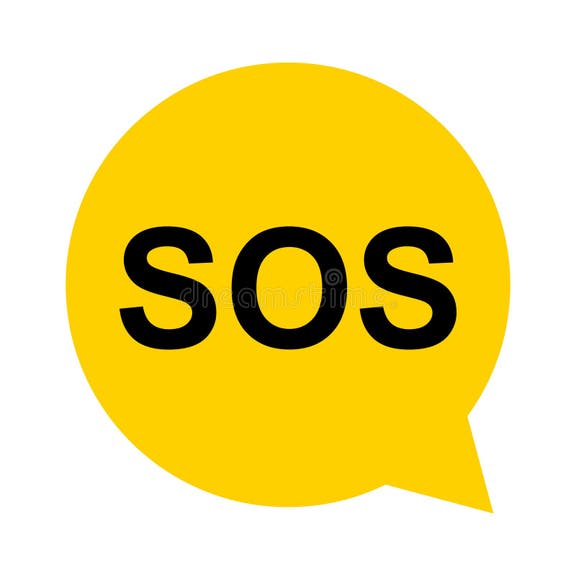 SOS Help Icon, Safety Support Alert Flat Design, Save Vector ...