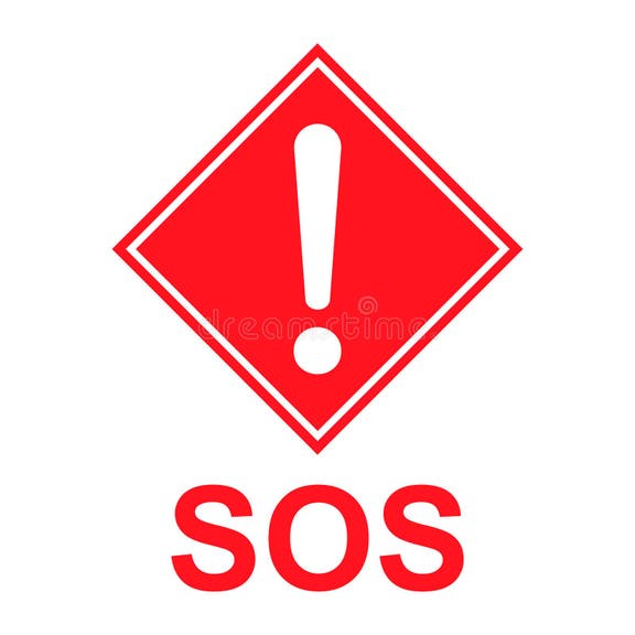SOS Help Icon, Safety Support Alert Flat Design, Save Vector ...
