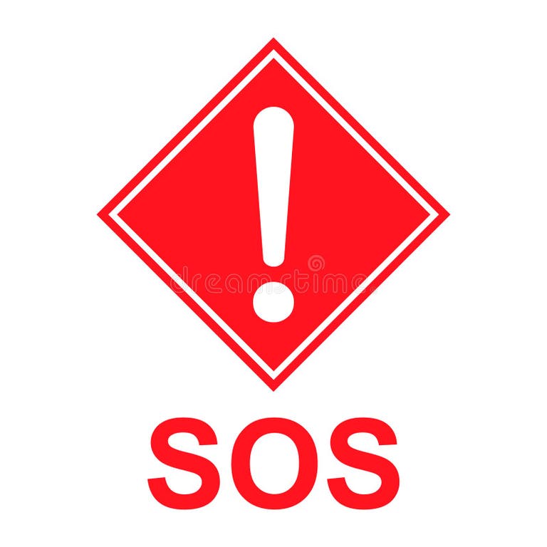 SOS Help Icon, Safety Support Alert Flat Design, Save Vector ...