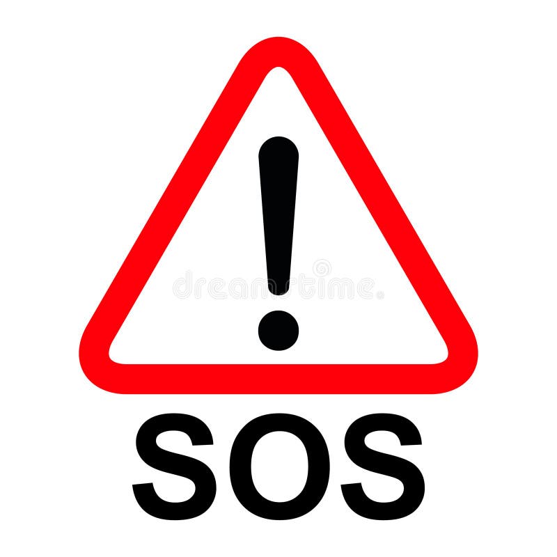 SOS Help Icon, Safety Support Alert Flat Design, Save Vector ...
