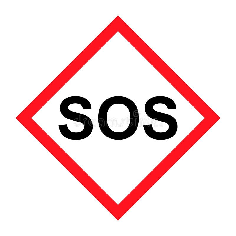 SOS Help Icon, Safety Support Alert Flat Design, Save Vector ...