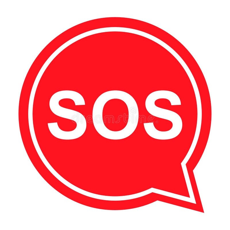 SOS Help Icon, Safety Support Alert Flat Design, Save Vector ...