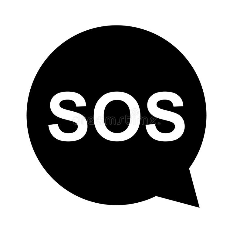 SOS Help Icon, Safety Support Alert Flat Design, Save Vector ...