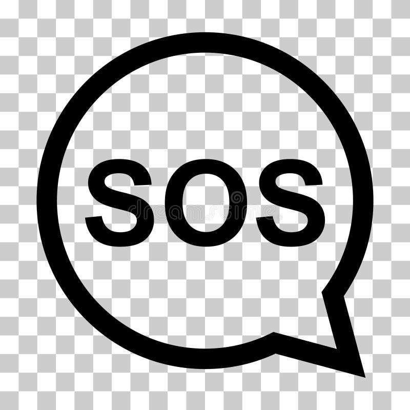 SOS Help Icon, Safety Support Alert Flat Design, Save Vector ...