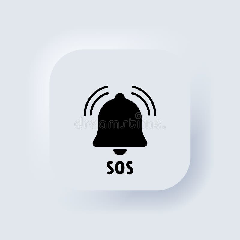 SOS Icon. Emergency Bell. Neumorphic UI UX White User Interface Web ...