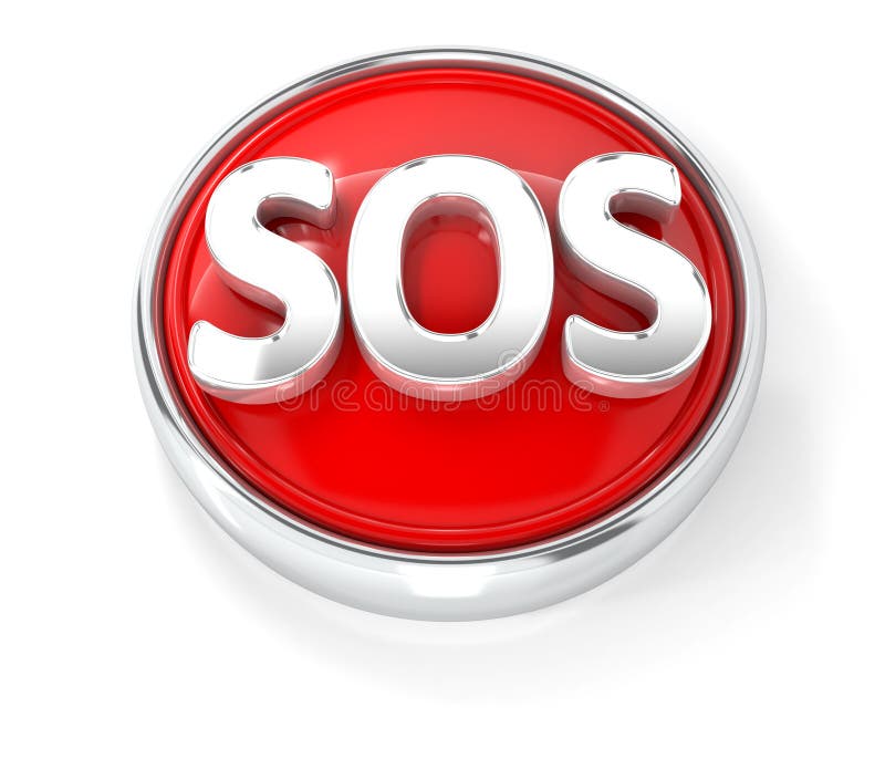 SOS Icon on Glossy Red Round Button Stock Illustration - Illustration ...