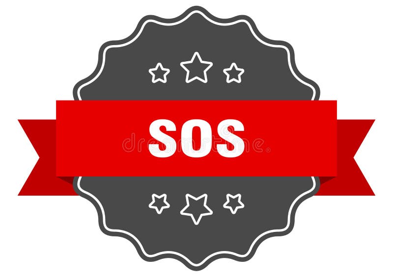 Sos label stock vector. Illustration of hepl, emergency - 160025680