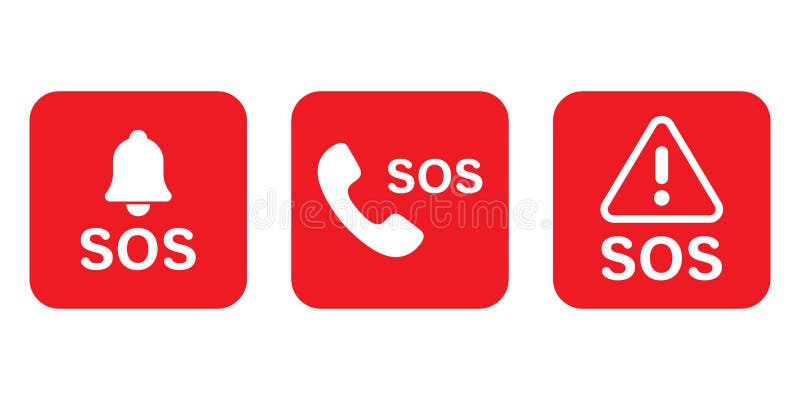 SOS Message Icon Set Simple Design Stock Vector - Illustration of ...