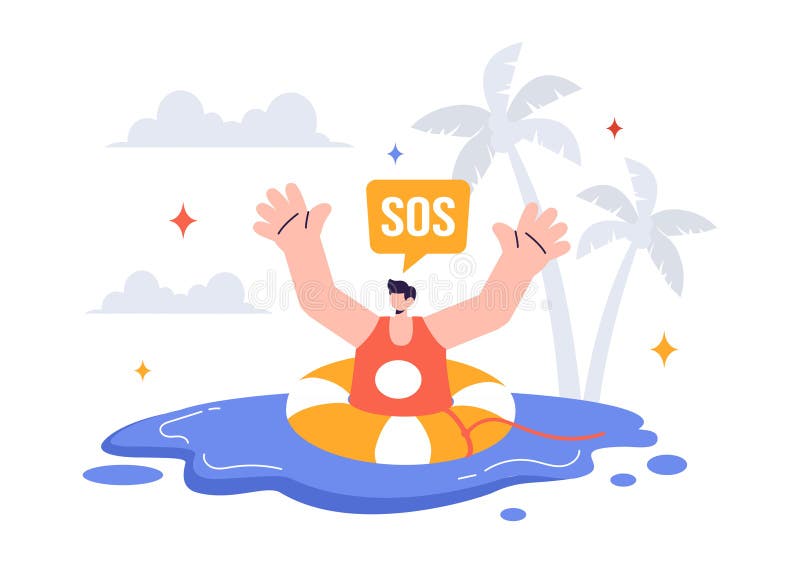 SOS Message Illustration Featuring People in Need of Emergency ...