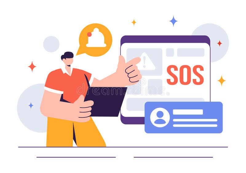 SOS Message Illustration Featuring People in Need of Emergency ...