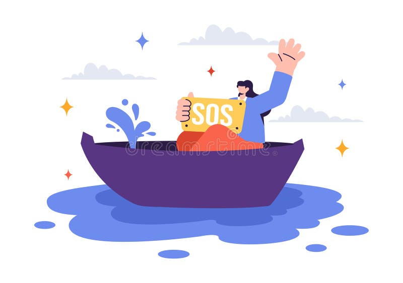 SOS Message Illustration Featuring People in Need of Emergency ...