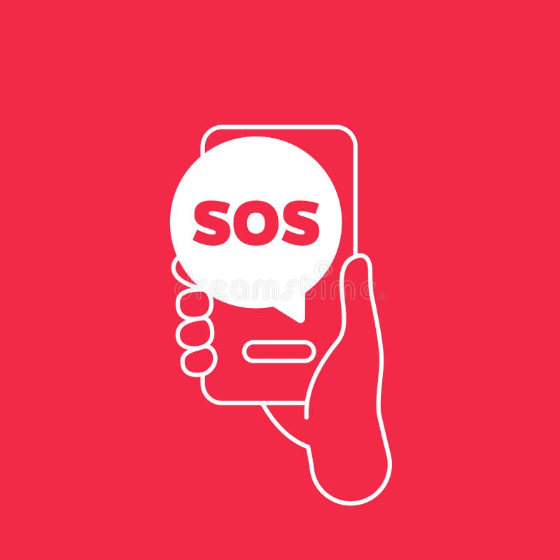SOS Message in the Phone, Vector Icon Stock Vector - Illustration of ...