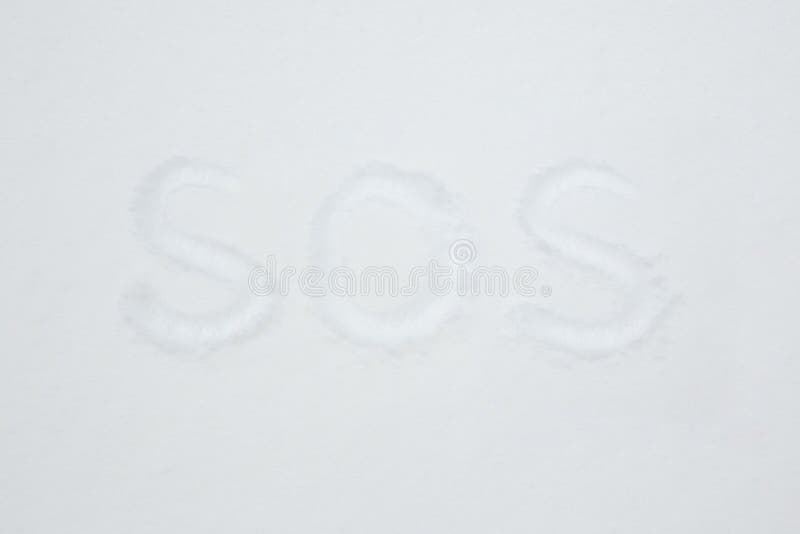 SOS Painted with a Finger in the Snow Stock Photo - Image of snowstorm ...