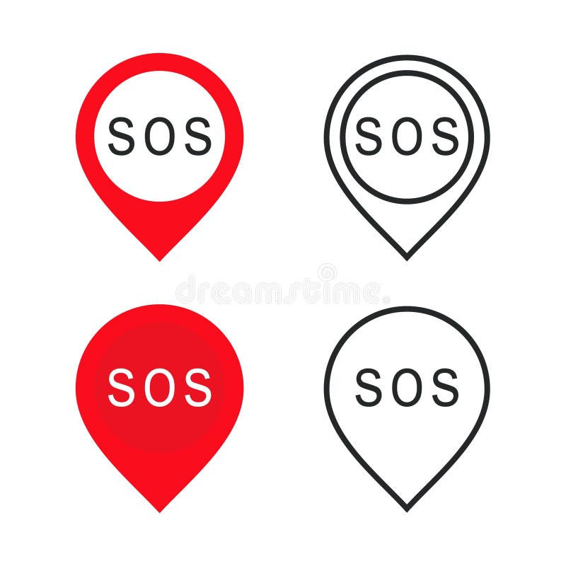 Sos Pin Location. Illustration Vector Stock Vector - Illustration of ...