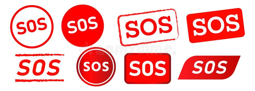 Sos Rectangle Circle Stamp and Button Label Sticker for Warning ...