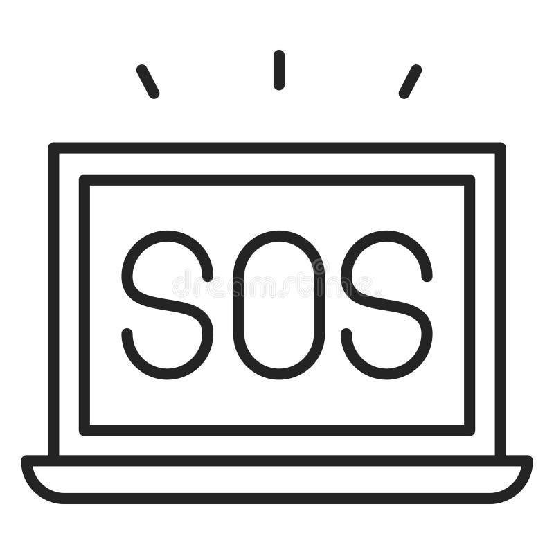 SOS Sign on Laptop Screen Line Icon Stock Vector - Illustration of ...