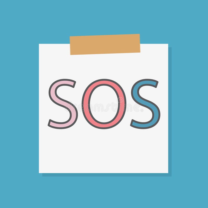 SOS Sign on a Notebook Paper Stock Vector - Illustration of lifeguard ...