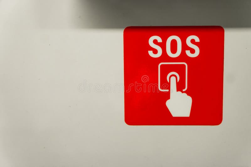 SOS Sign Shows Finger Push on a Button Stock Image - Image of alarm ...