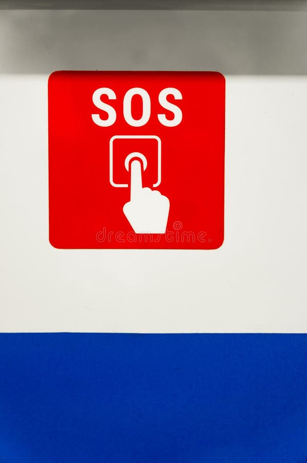 SOS Sign Shows Finger Push on a Button Stock Image - Image of security ...