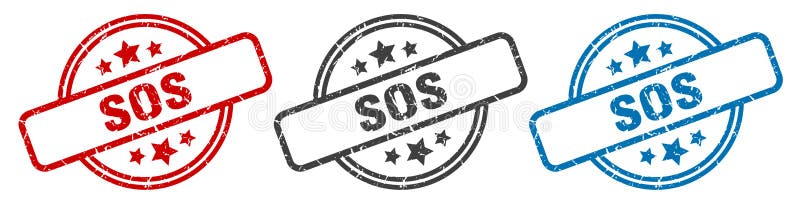 Sos Stamp. Sos Round Isolated Sign Stock Vector - Illustration of black ...
