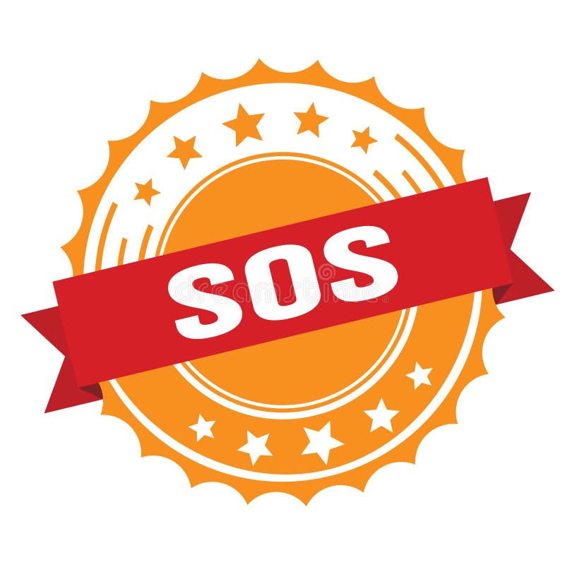 SOS Text on Red Orange Ribbon Stamp Stock Illustration - Illustration ...